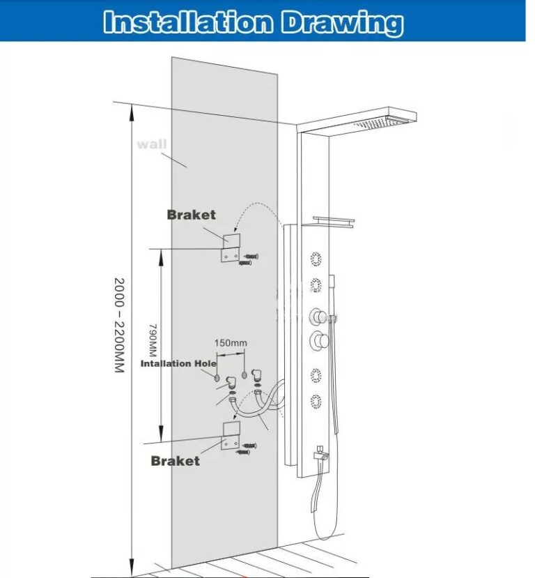 Colonna doccia idromassaggio in acciaio inox color oro rosa 127x22 cm a ...