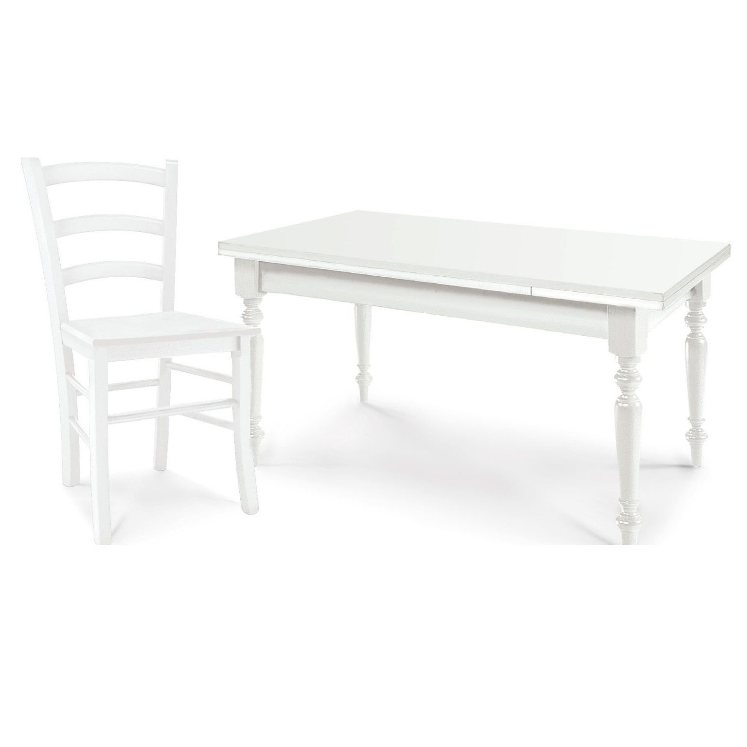 Tavolo Melody arte povera gamba tornita allungabile colore bianco opaco ...